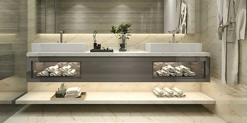 What to Know About Bathroom Floating Shelves | Rolling Stone Granite ...